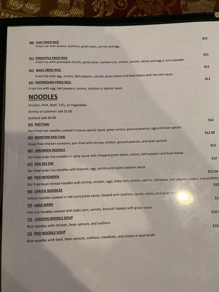 Menu at Thai Castle Carmel restaurant, Carmel, 19 E 126th St