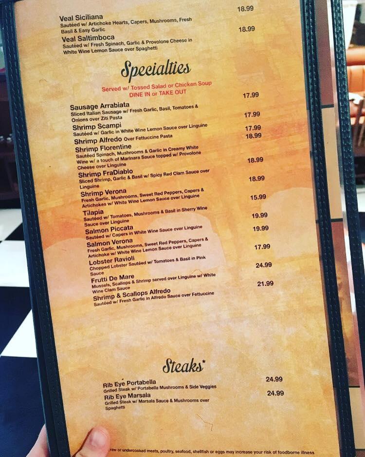 Menu at Bella Sera of Fredericksburg Texas restaurant, Fredericksburg