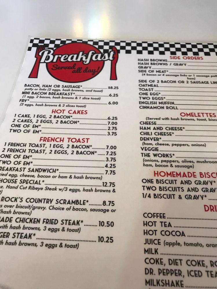 Menu at Hog Rock Cafe, Ontario