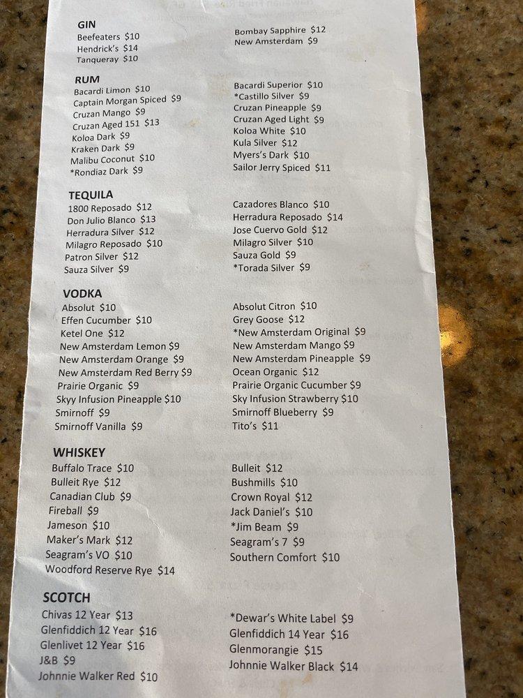 Menu at Holua Poolside Bar & Lounge, Holualoa