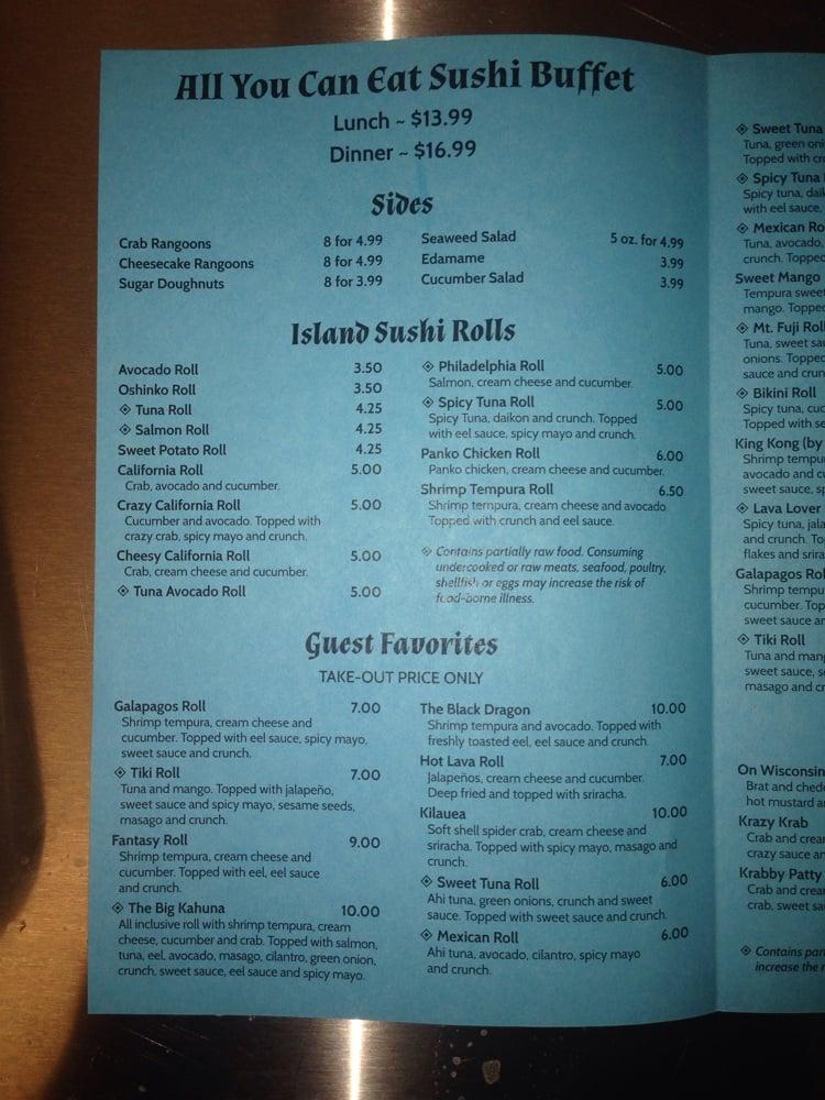 Menu at Island Sushi restaurant, Appleton