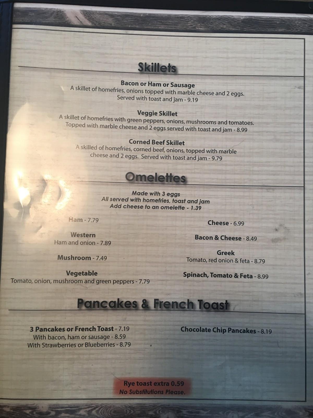 Menu at Johnny's restaurant, London