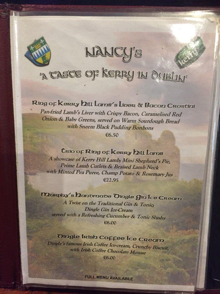 Menu at Nancy Hands Bar & Restaurant, Dublin