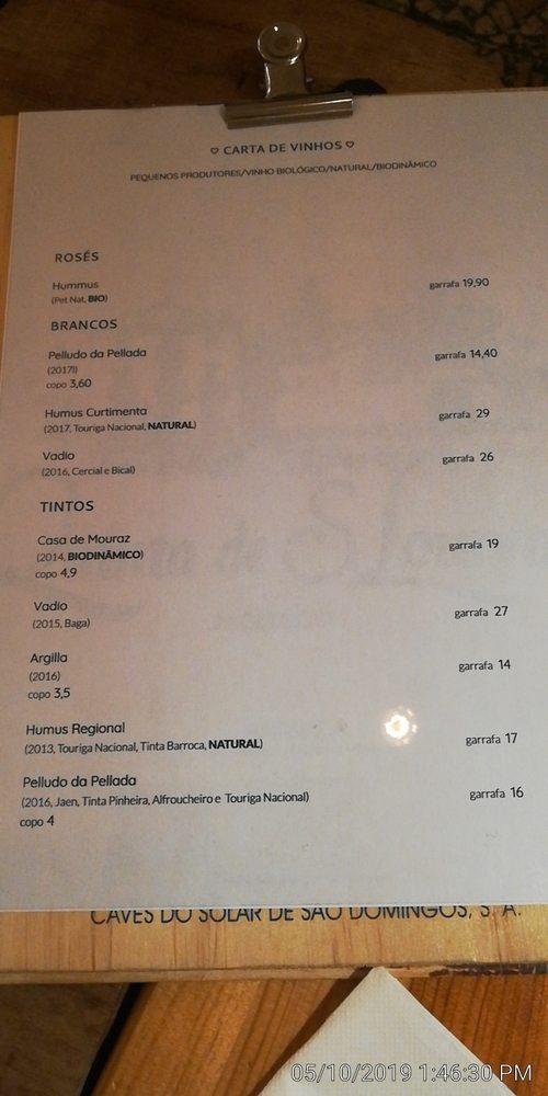 Menu em Pigmeu - Campo de Ourique - Lisboa restaurante, Lisboa