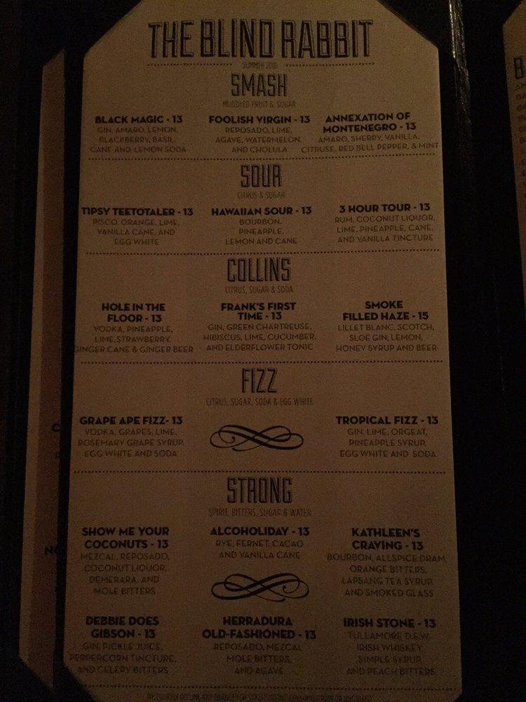 Menu at The Blind Rabbit pub & bar, Anaheim