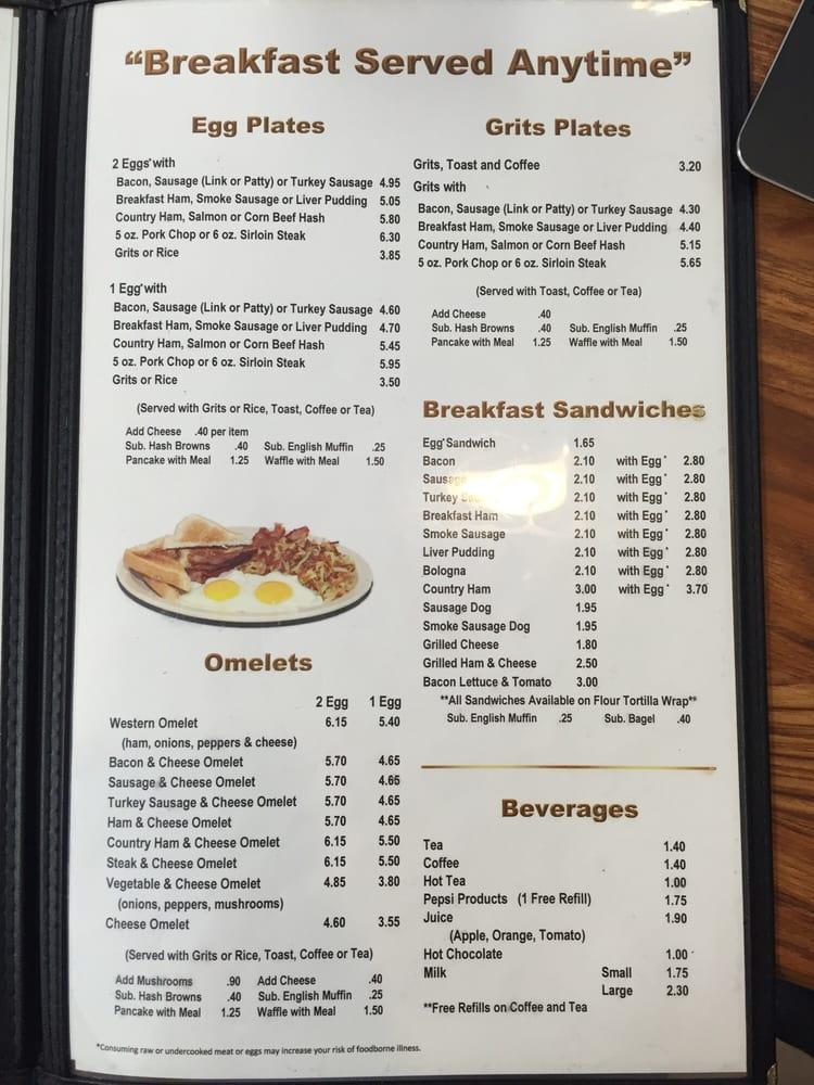 Menu at The Gristmill restaurant, Clinton