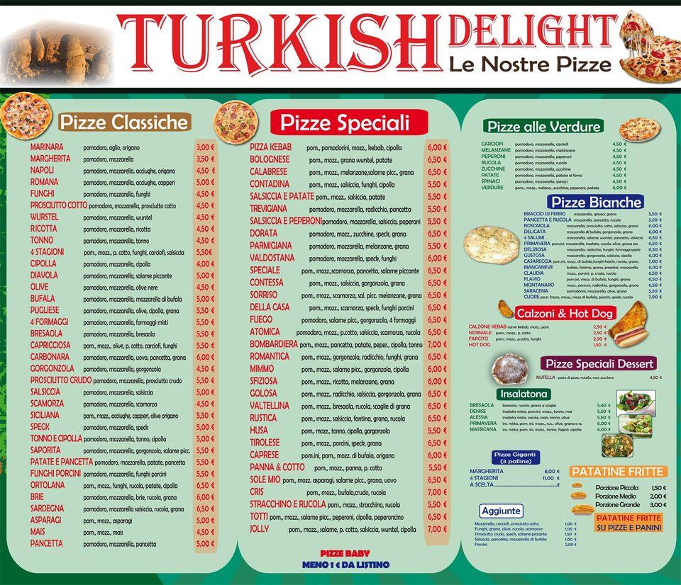 Menu au Turkish Delight Cucina Turca restaurant, Bologne