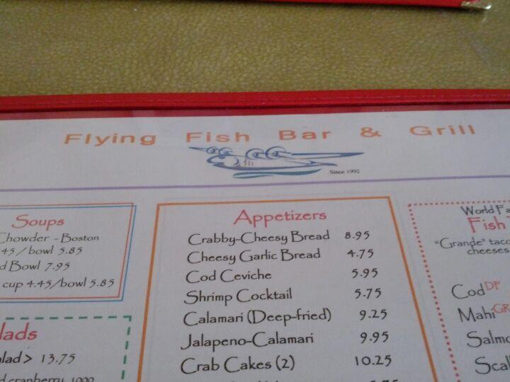 Menu at Flying Fish & Grill restaurant, Half Moon Bay