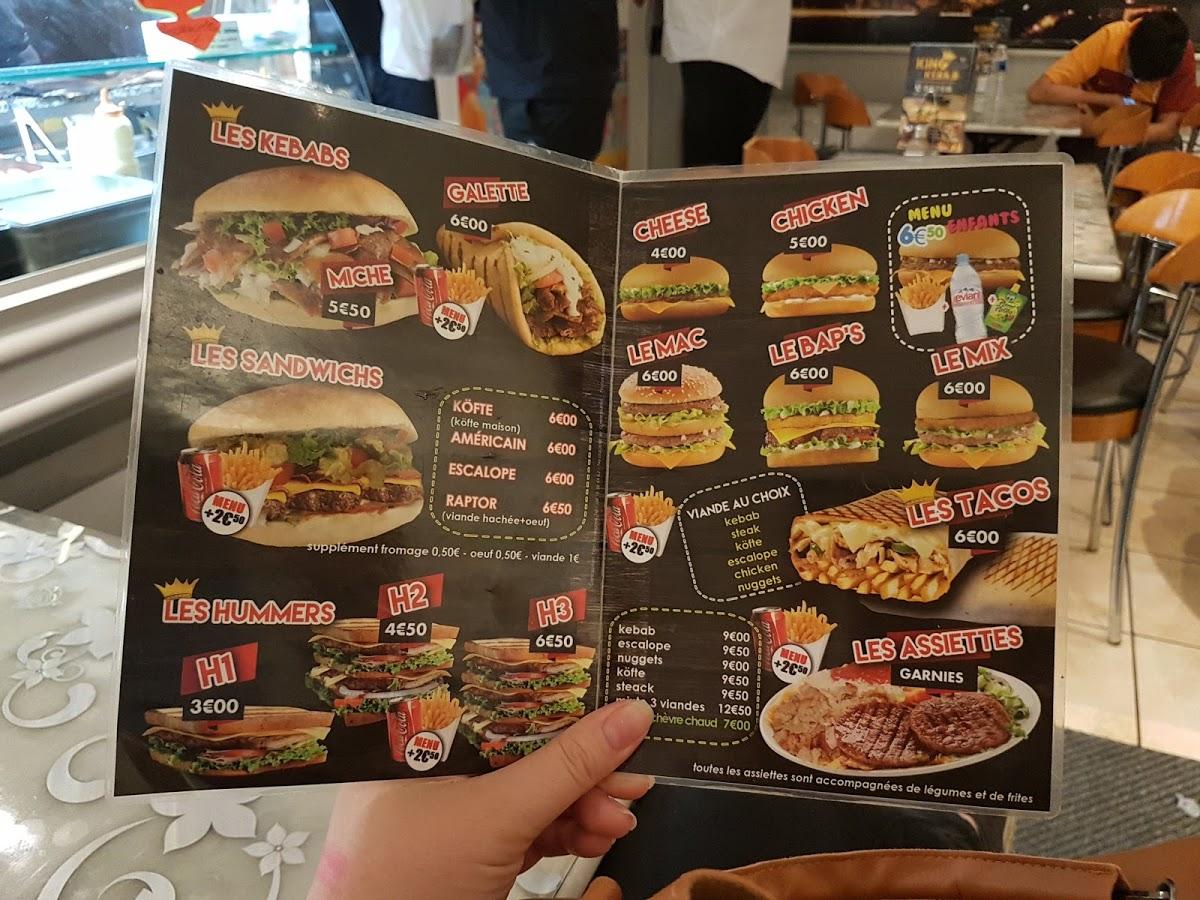 Menu at King Kebab fast food, Évian-les-Bains