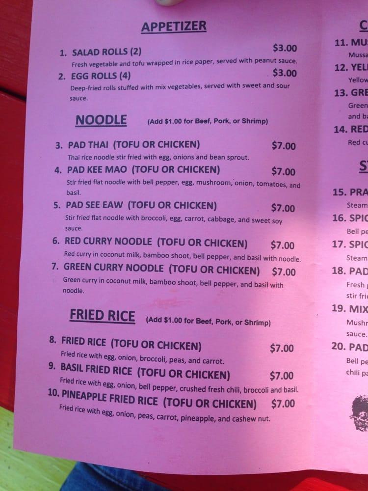 Menu at Thai Garden To Go restaurant, Clackamas