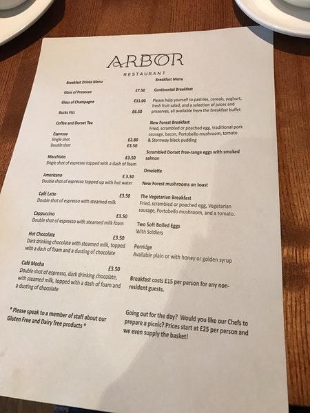 Menu at Arbor pub & bar, Bournemouth