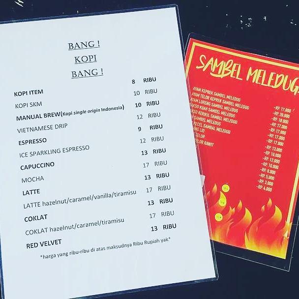 Menu at Bang! Kopi Bang!, South Jakarta