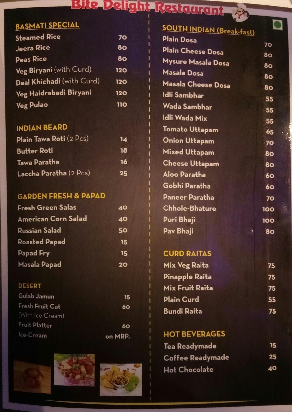 Menu at Bite Delight Cafe, Indore