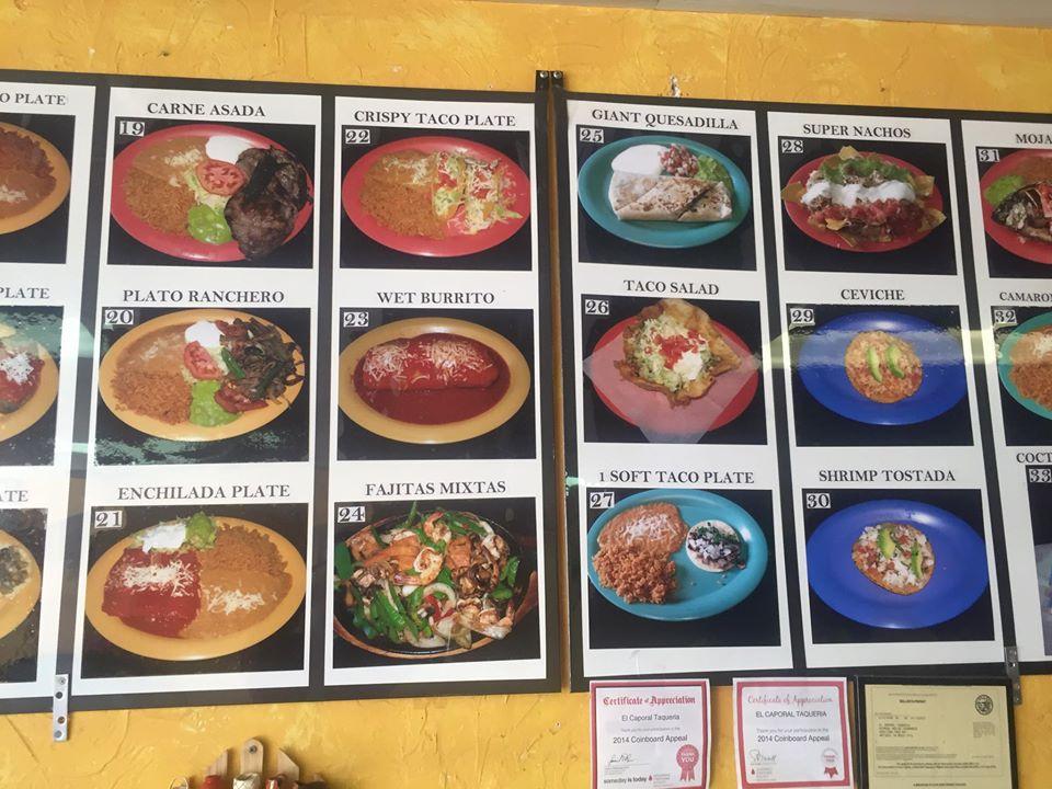 Menu at El Caporal Taqueria restaurant, Antioch