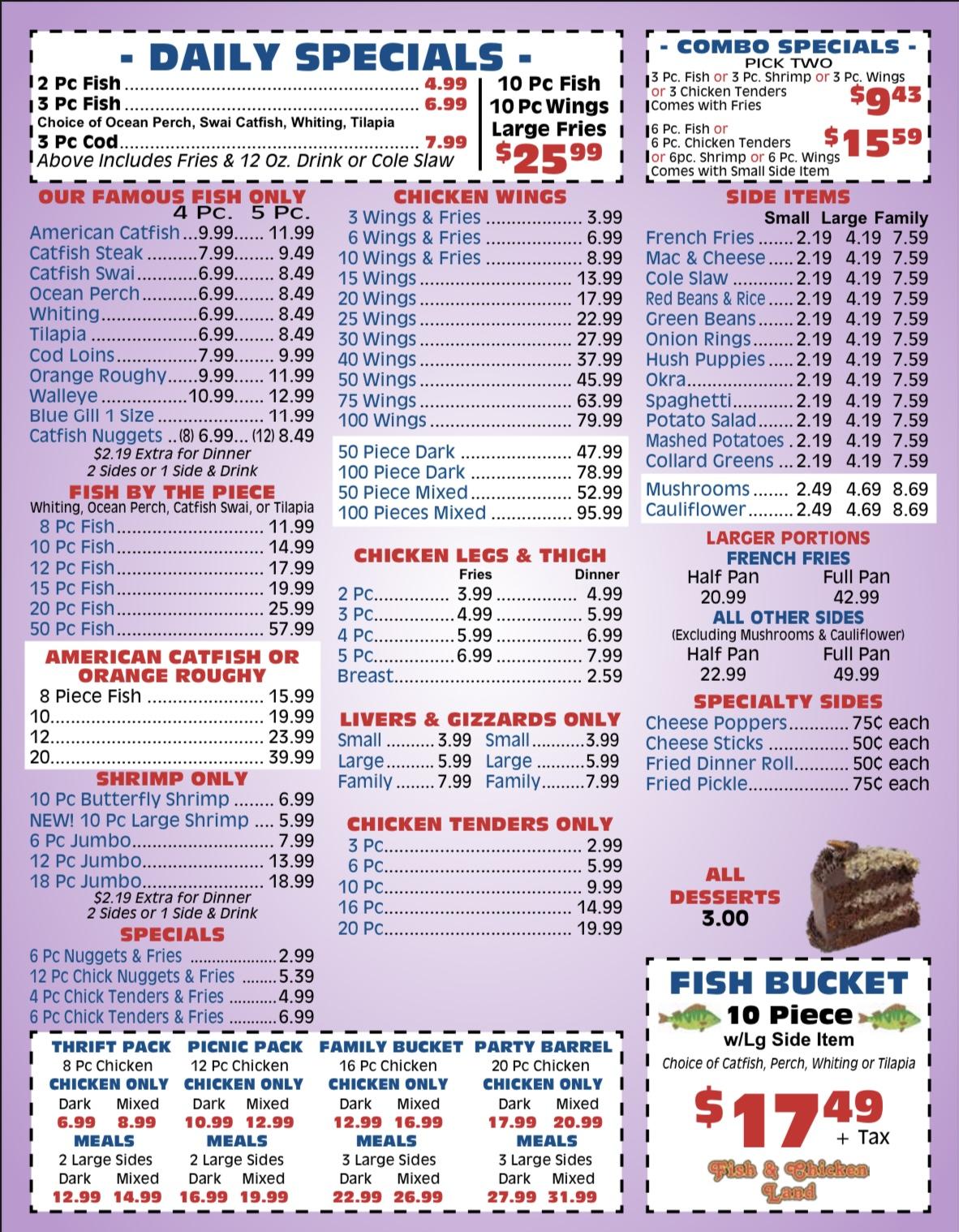 Menu at Fish & Chicken Land-Ballenger Hwy restaurant, Flint