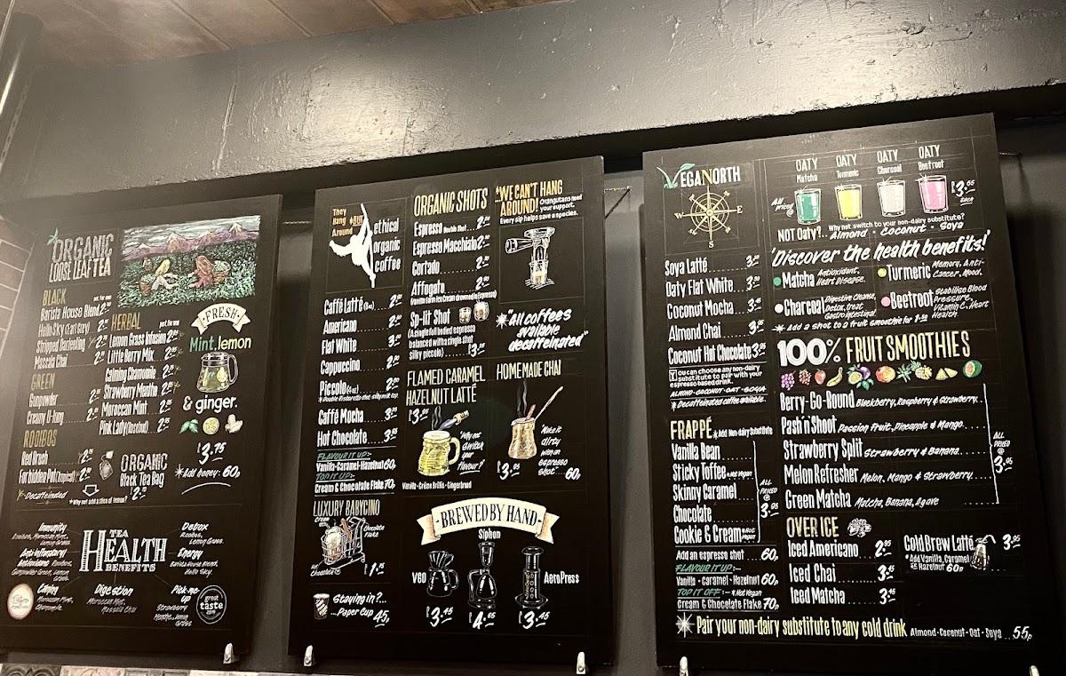 Menu at Little Barista, Burnley
