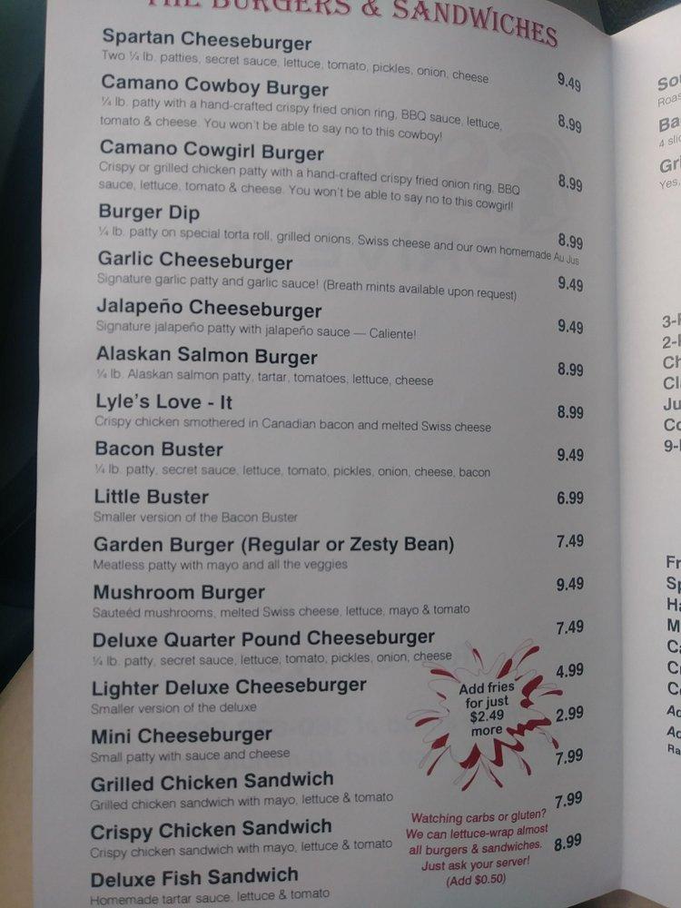 Menu at Spartan Drive In restaurant, Stanwood