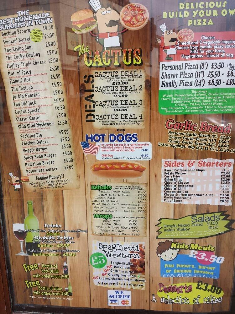 Menu at The Cactus Diner restaurant, Scarborough