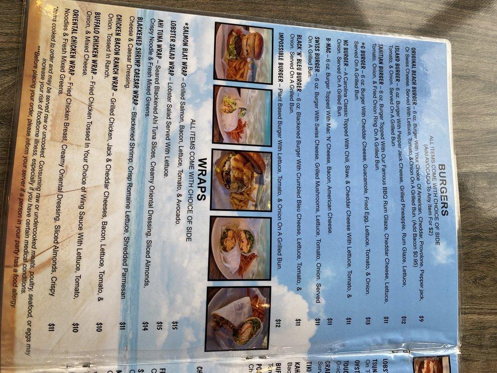 Menu at Toucan's Lakefront pub & bar, Mooresville