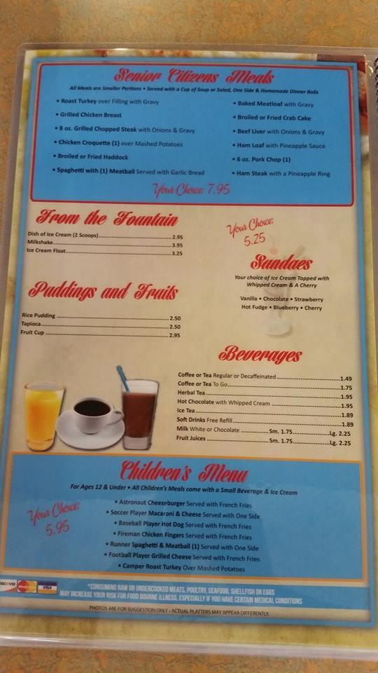 Menu at Village Square Diner restaurant, Shermans Dale