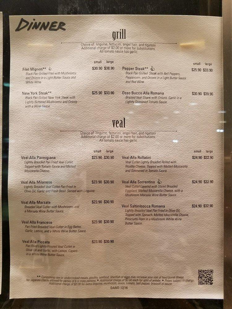 Menu at Assaggio restaurant, Honolulu, Ala Moana Blvd Suite 1259