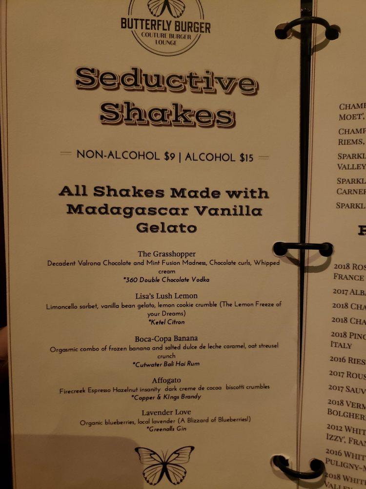 Menu at Butterfly Burger pub & bar, Sedona
