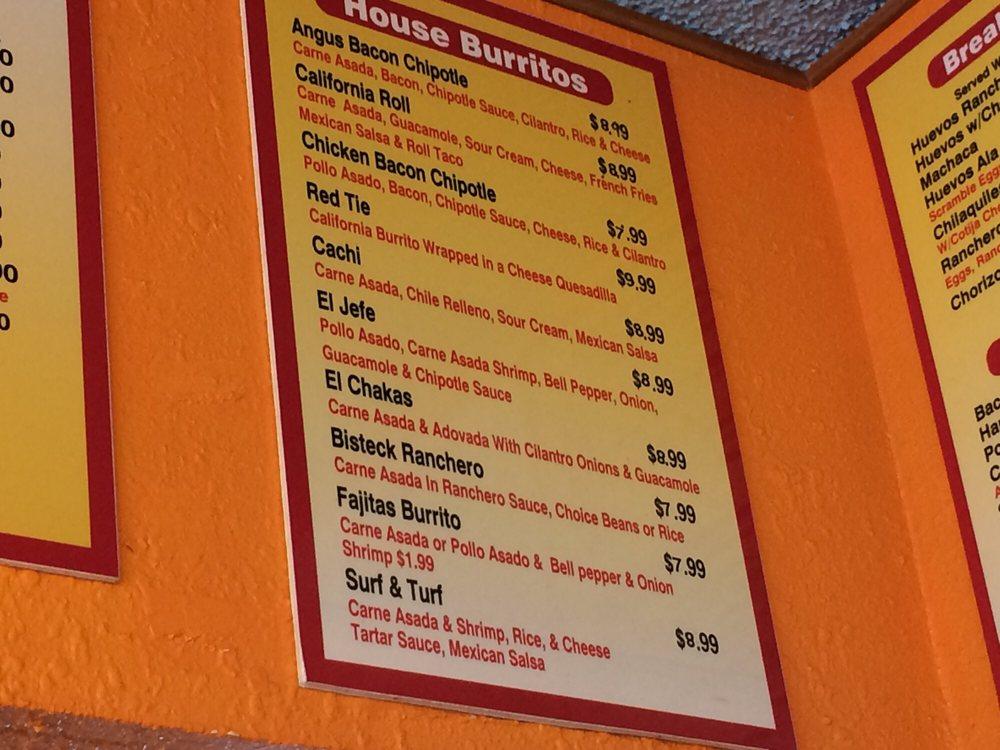 Menu at El Rancho restaurant, Santee