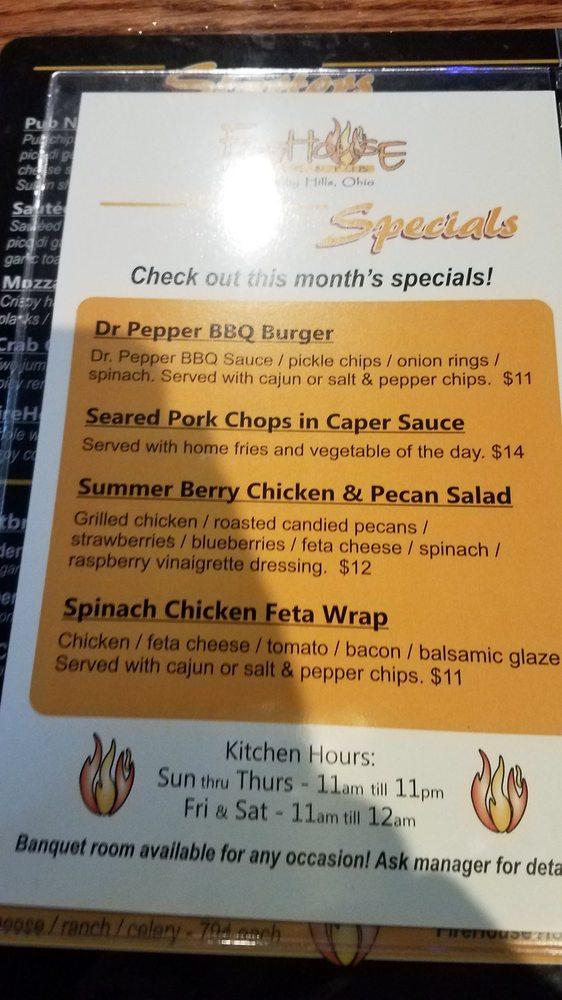 Menu at Firehouse Grille & Pub, Willoughby Hills