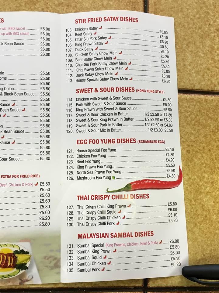 Menu at Fu Lin fast food, Buckfastleigh