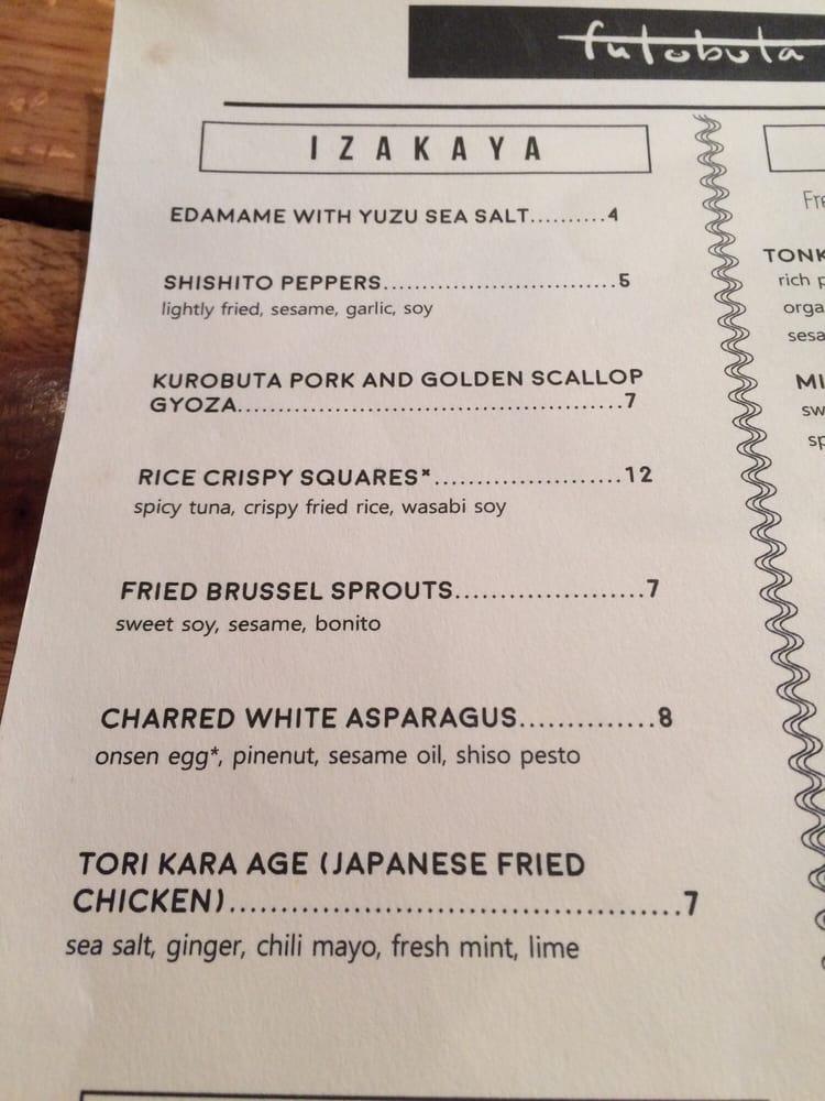 Menu at Futo Buta restaurant, Charlotte