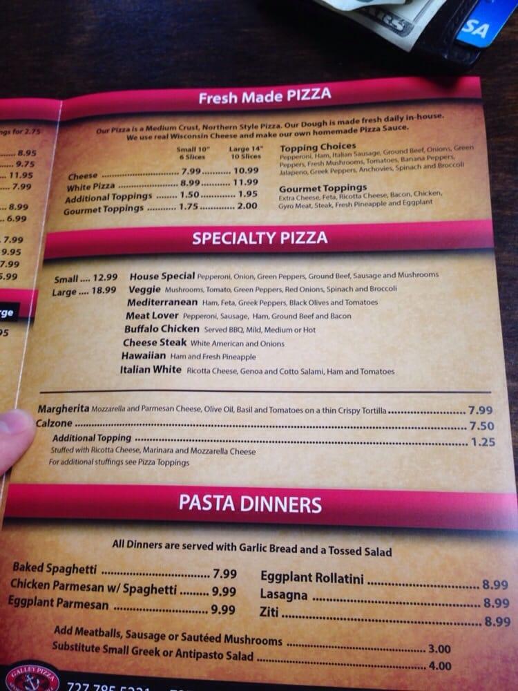 Menu at Galley Pizza pub & bar, Palm Harbor