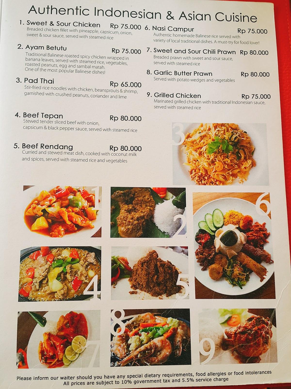 Menu at Yulia's Kitchen restaurant, Kuta Selatan