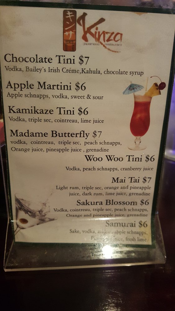 Menu at kinza restaurant, Dothan