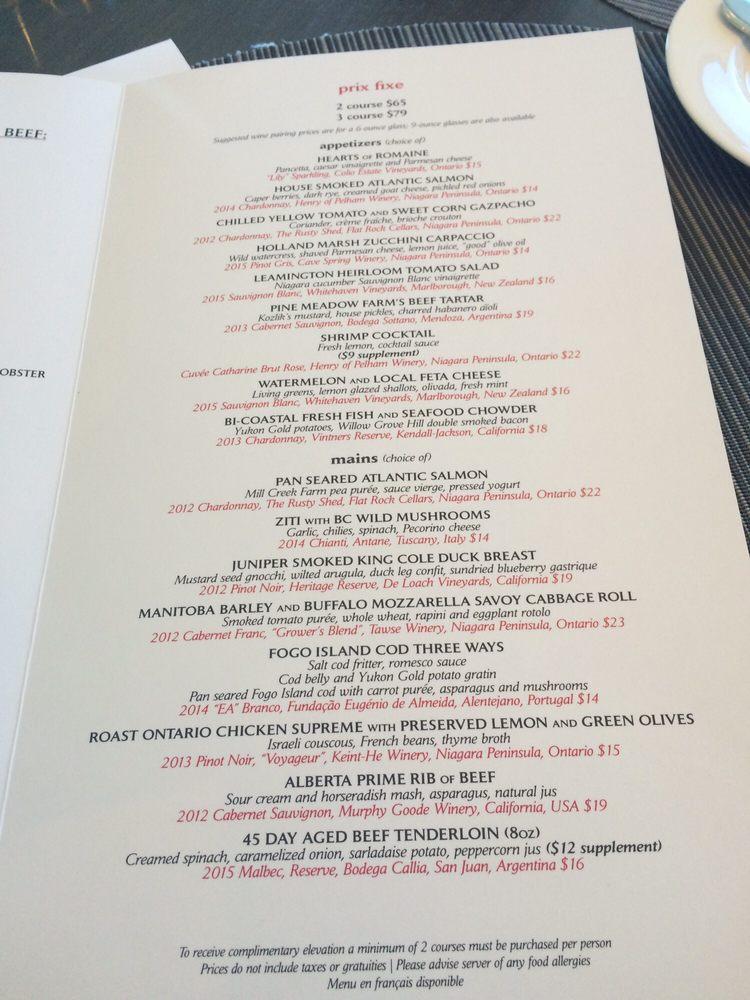Menu at 360 The Restaurant at the CN Tower, Toronto