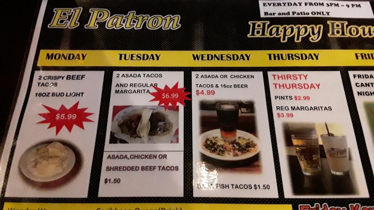 Menu at El Patron Bar and Grill, Bakersfield, Panama Ln
