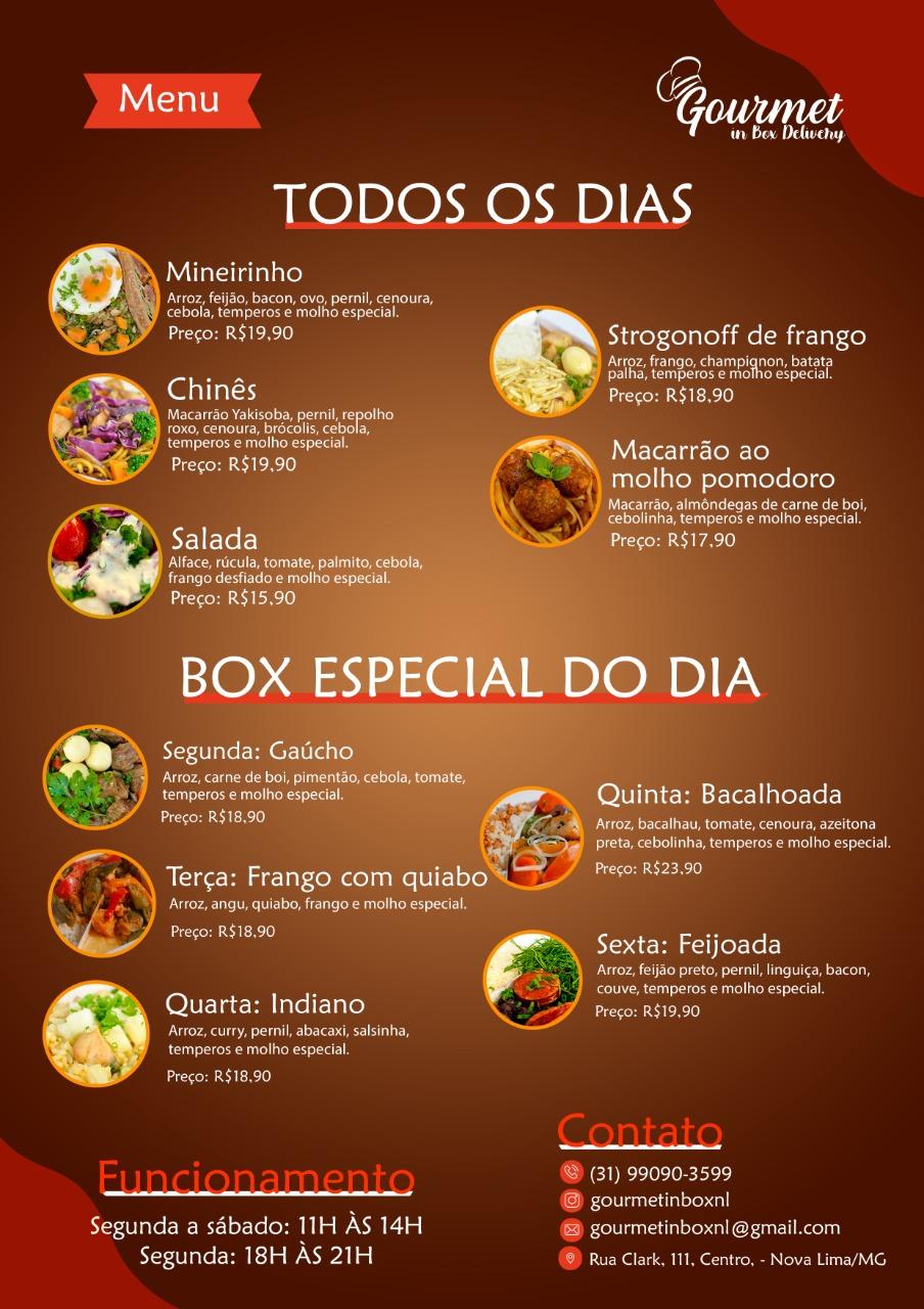 Menu em Gourmet in Box Delivery restaurante, Nova Lima