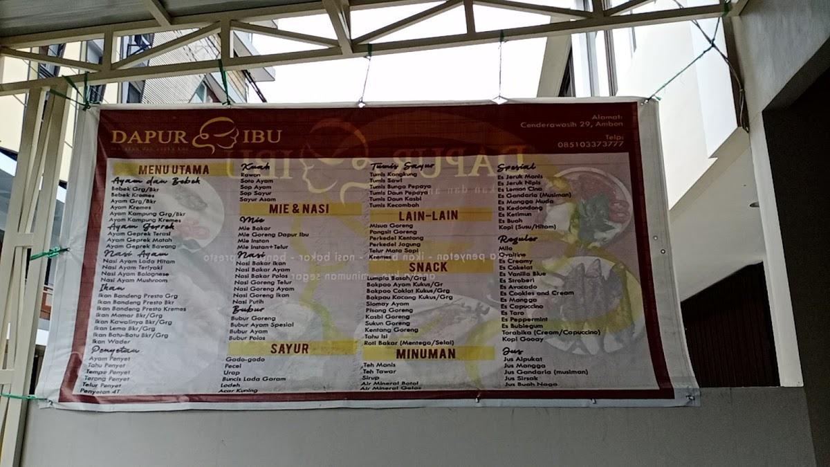 Menu at Restoran Dapur Ibu restaurant, Teluk Ambon
