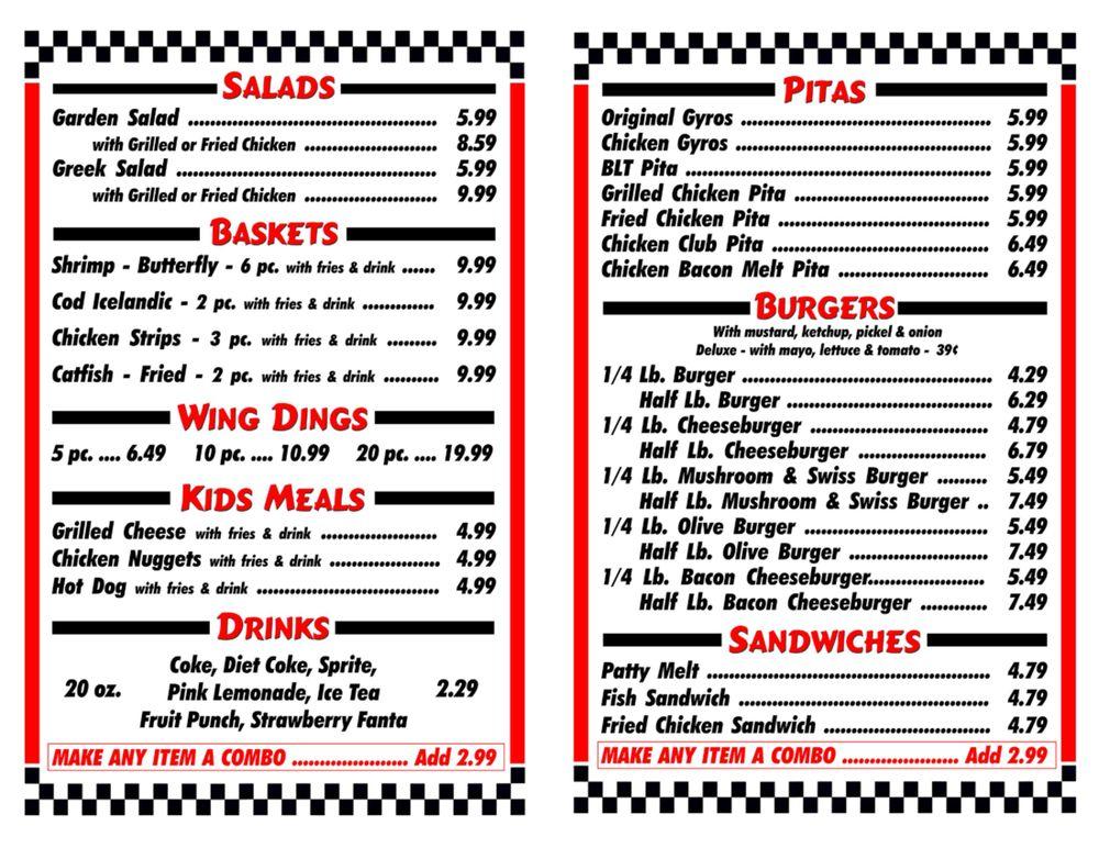 Menu at Coney Grill restaurant, Flint