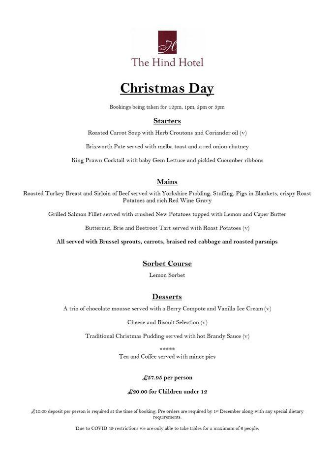 Menu at The Hind Hotel pub & bar, Wellingborough, 38 Sheep St