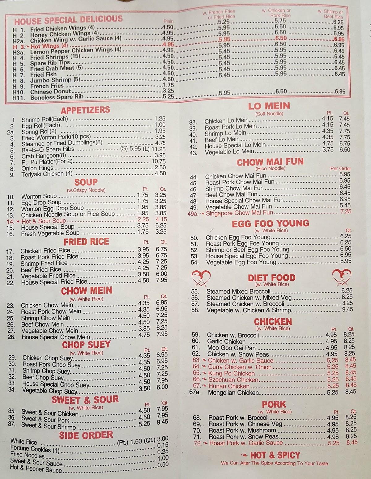 Menu at King Chef restaurant, Mobile