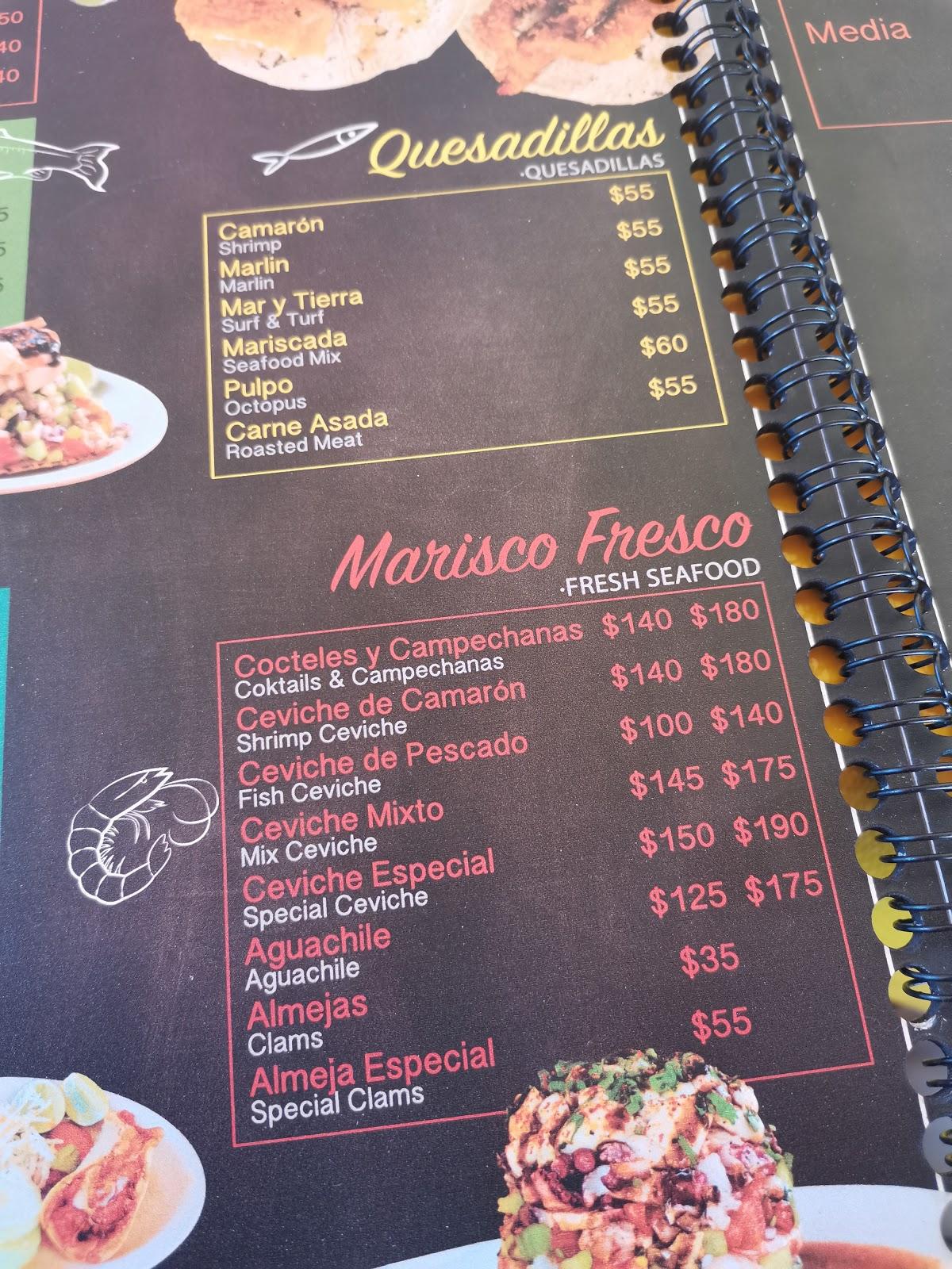 Menu at Los Claros restaurant, Cabo San Lucas, Ignacio Zaragoza