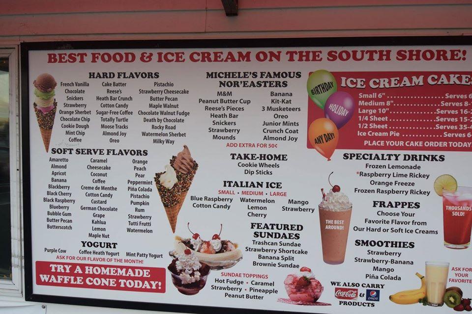 Menu at Michele's Ice Cream & Sandwich restaurant, Weymouth