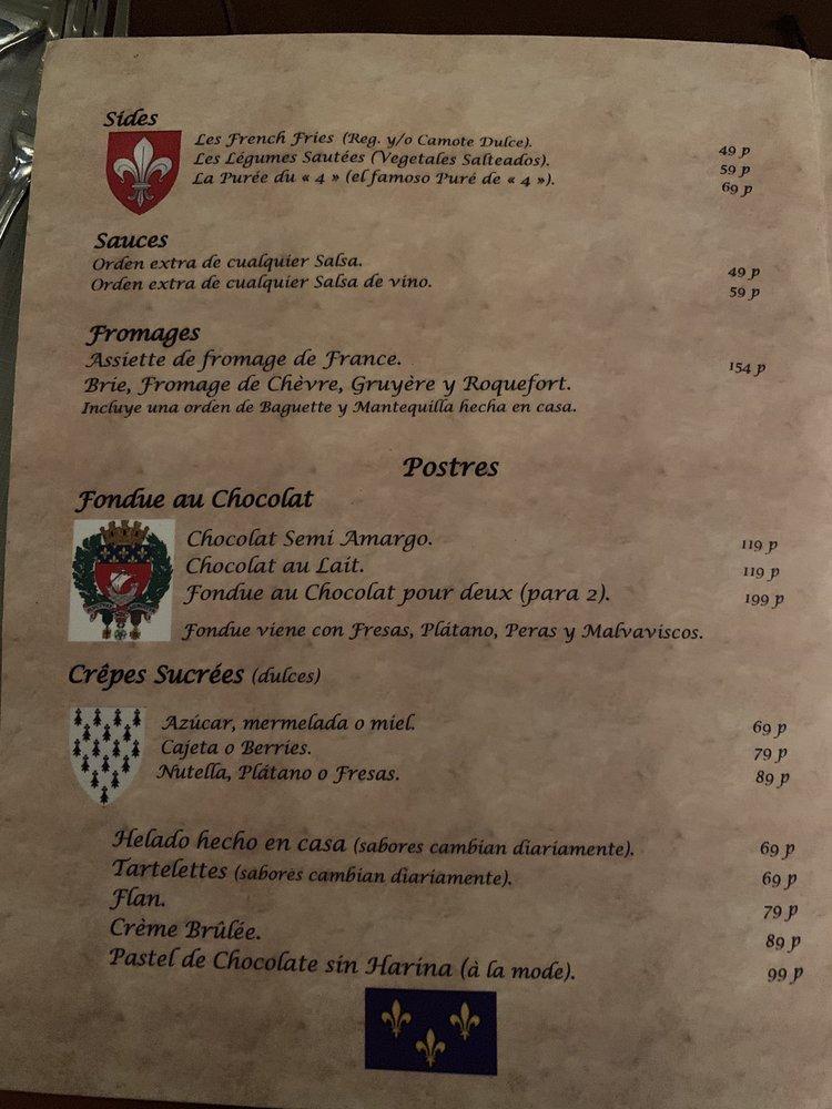 Carta de Oui Oui Restaurant Français, Ajijic