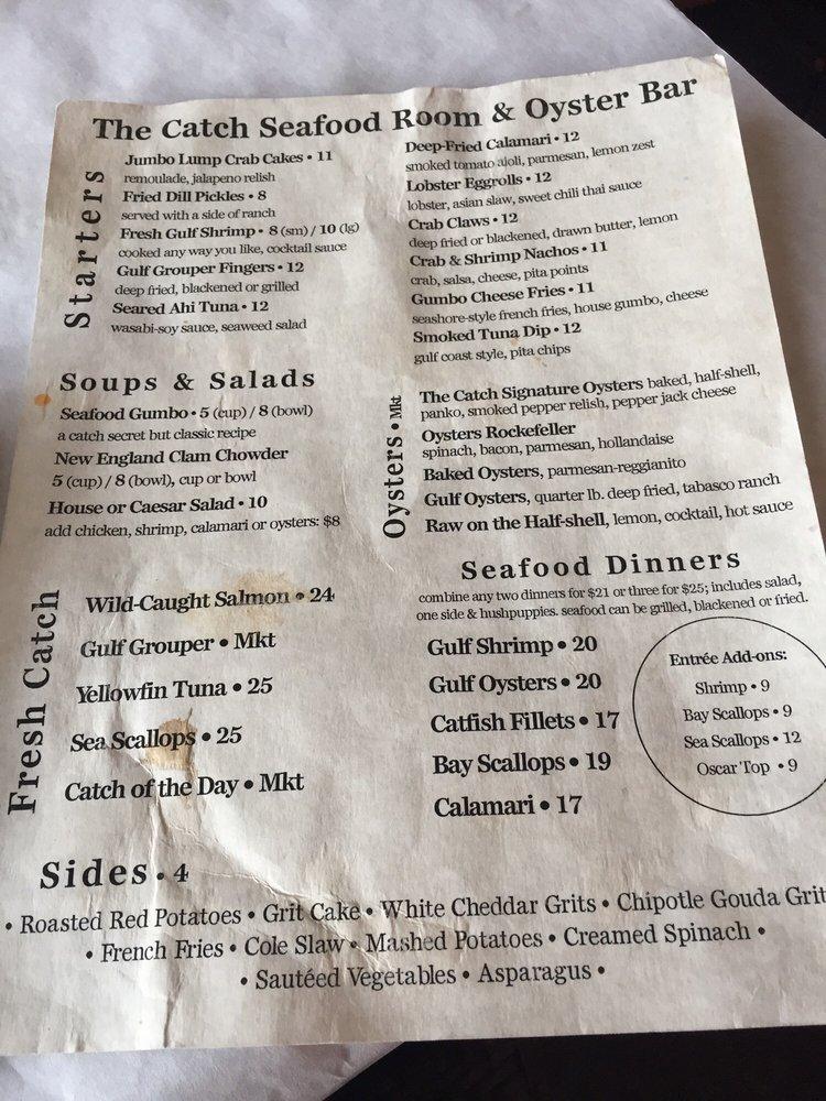 Menu at The Catch Seafood and Oyster Bar, Albany