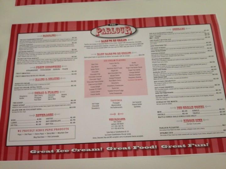Menu at Jackson Pizza Parlour restaurant, Jackson