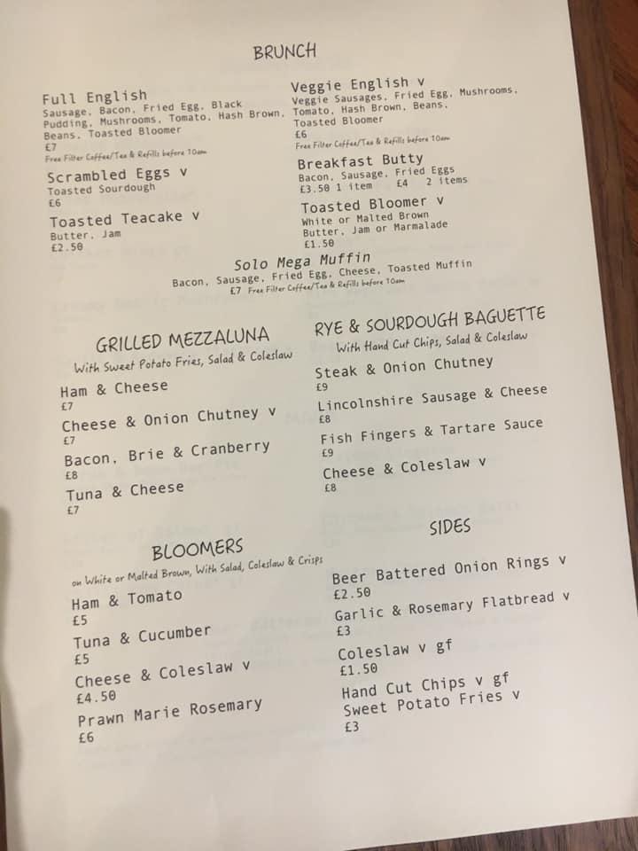 Menu at The SOLO bistro bar hotel, Sleaford