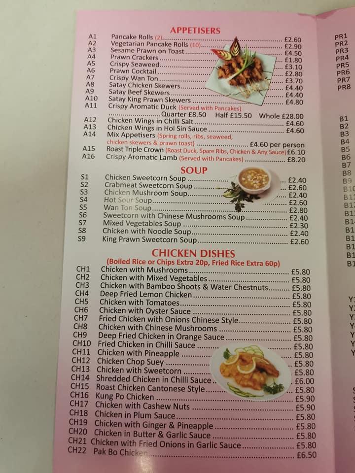 Menu at Golden Choi's fast food, Hartlepool