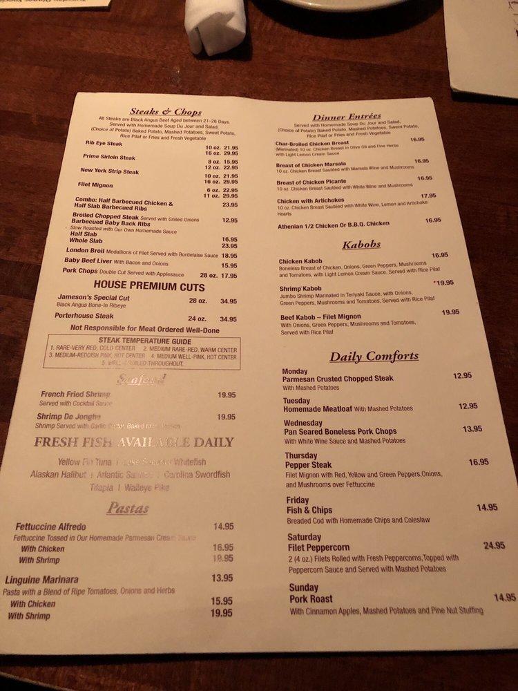 Menu at Jameson's Charhouse steakhouse, Crystal Lake