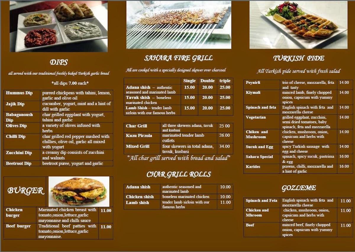 Menu at Sahara By The Park restaurant, Burwood, 101B Westfield ...
