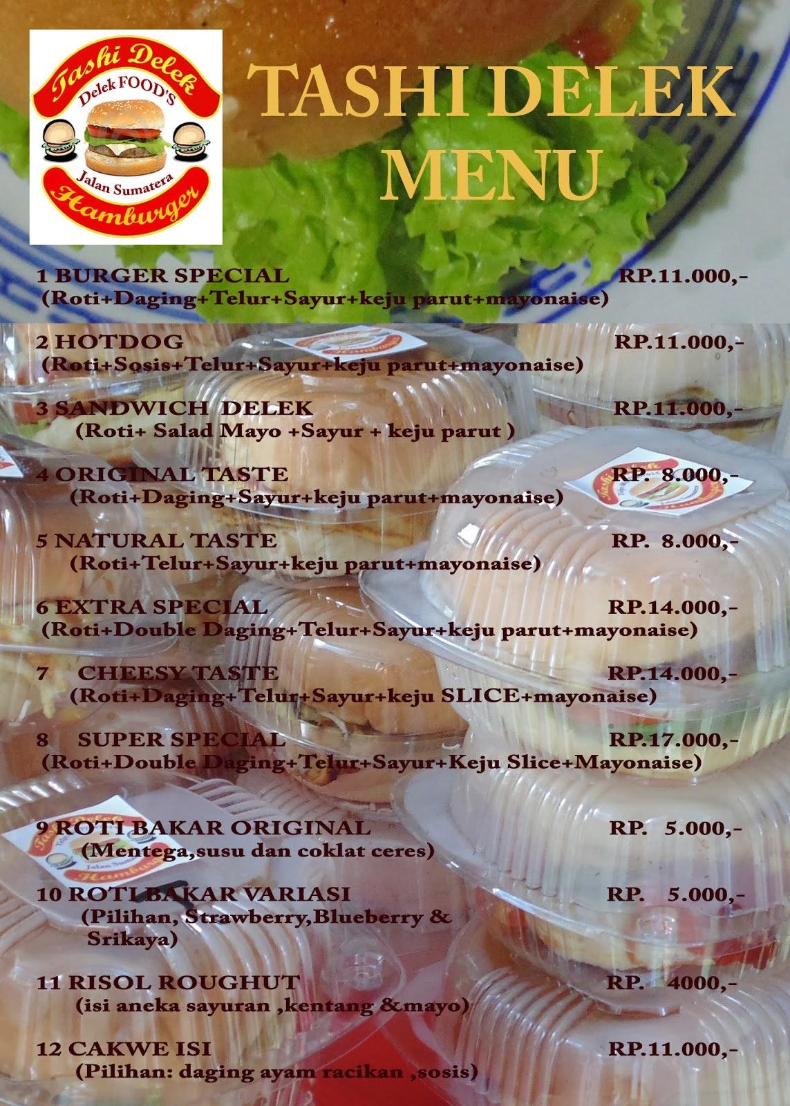 Carta del restaurante Tashi Delek Burger & Food, Medan